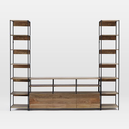 Industrial Modular Large Media Set With Bookshelves, Entertainment ...