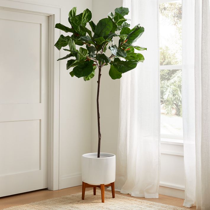 Mid-Century Turned Wood Leg Planters | West Elm