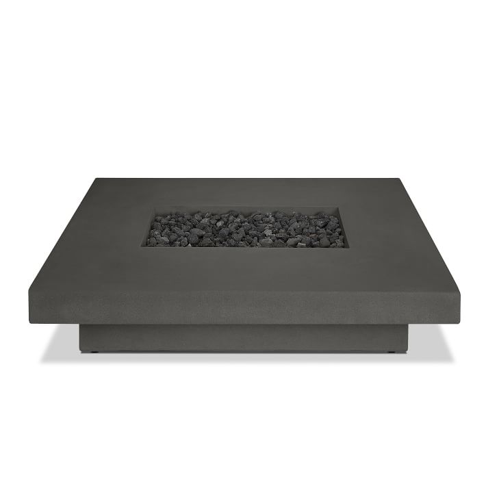 Concrete Lipped Rectangle Fire Pit Table | West Elm