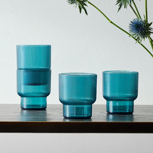 Fluted Acrylic Short Drinking Glass Sets | West Elm