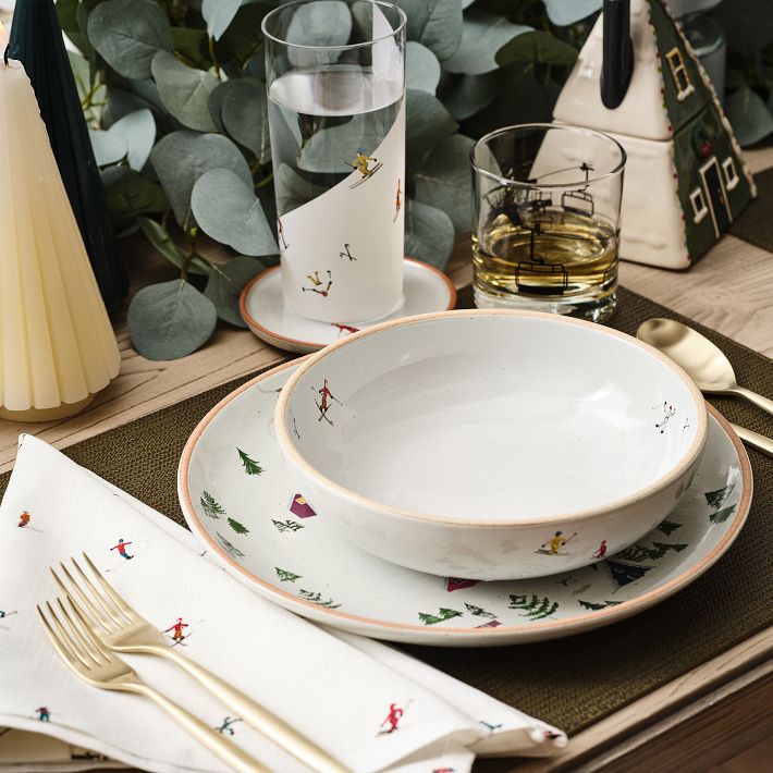 St. Jude Holiday Skier Stoneware Pasta Bowl Sets | West Elm