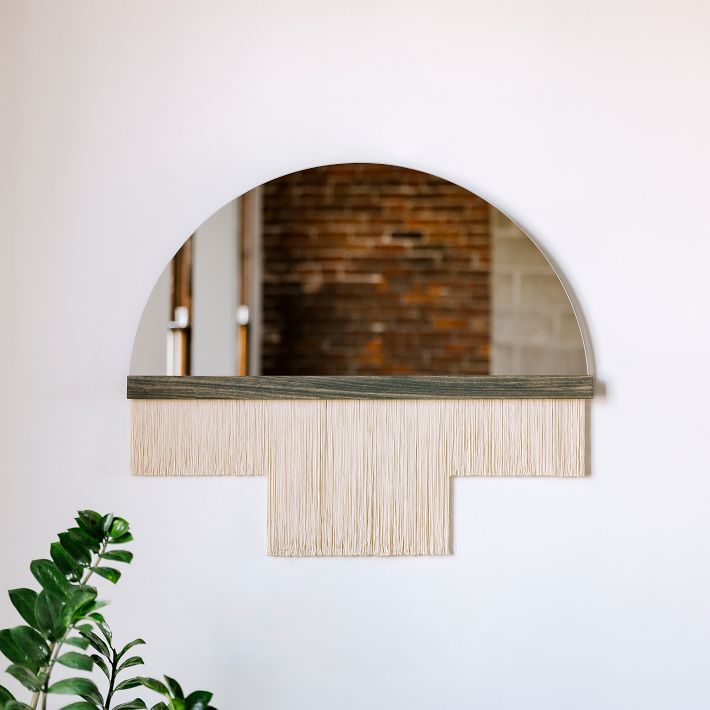 Candice Luter Duet Fringe Half Circle Mirror w/ Accent Bar | West Elm