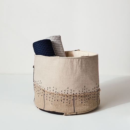 Recycled Fabric Patchwork Basket | West Elm