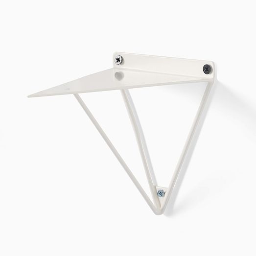 Linear White Lacquer Wall Shelves with Prism Brackets | West Elm