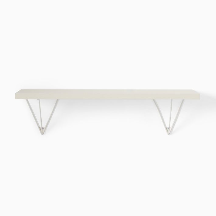 Linear White Lacquer Wall Shelves with Prism Brackets | West Elm