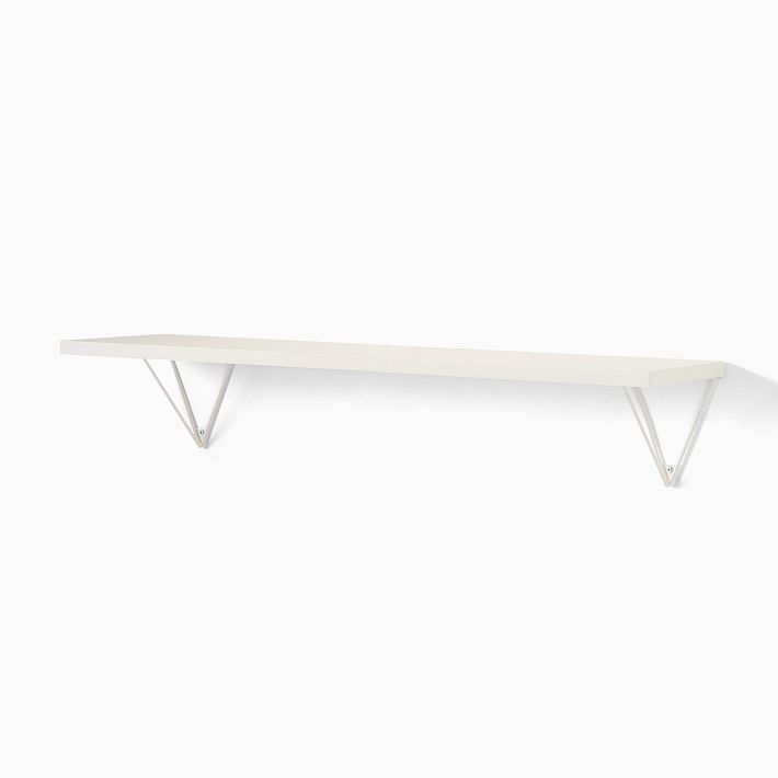 Linear White Lacquer Wall Shelves with Prism Brackets | West Elm