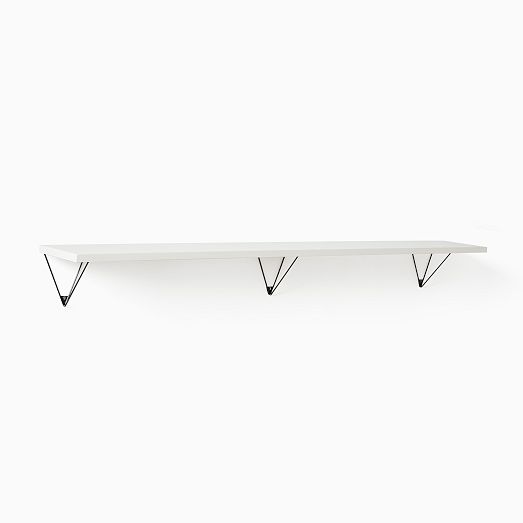 Linear White Lacquer Wall Shelves with Prism Brackets | West Elm