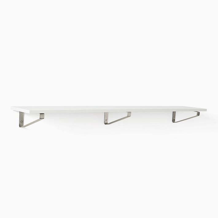 Linear White Lacquer Wall Shelves with Fairfax Brackets | West Elm