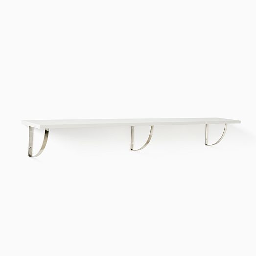Linear White Lacquer Wall Shelves with Arch Brackets | West Elm