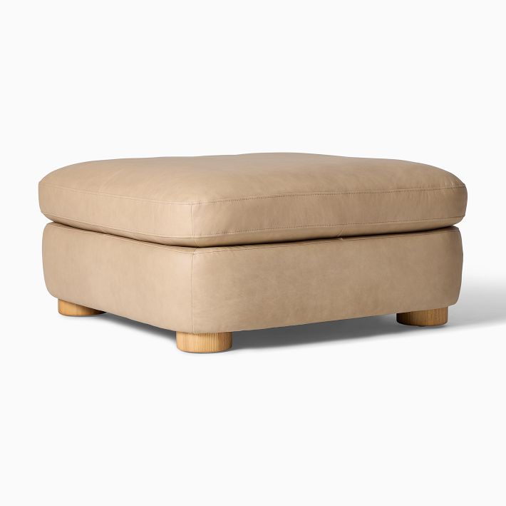 Leroy Leather Ottoman | West Elm