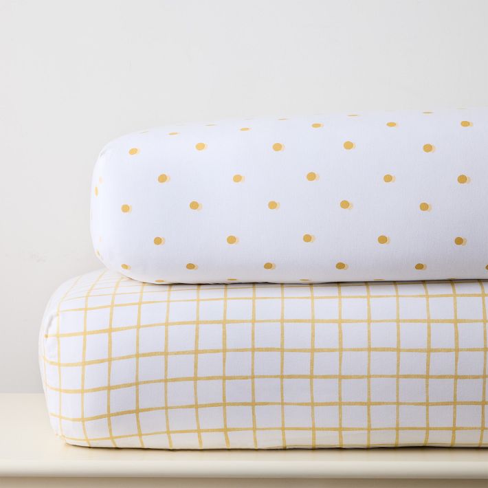 Painterly Grid & Shadow Dot Crib Sheet Bundle | West Elm