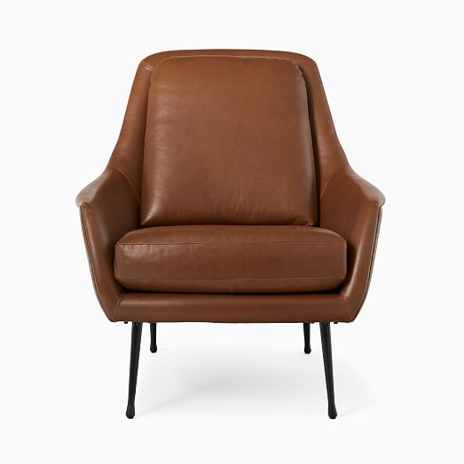 Lottie Leather Chair - Metal Legs | West Elm