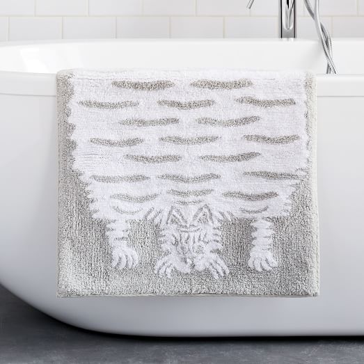 Organic Tufted Tiger Bath Mat - Grey Sky | West Elm