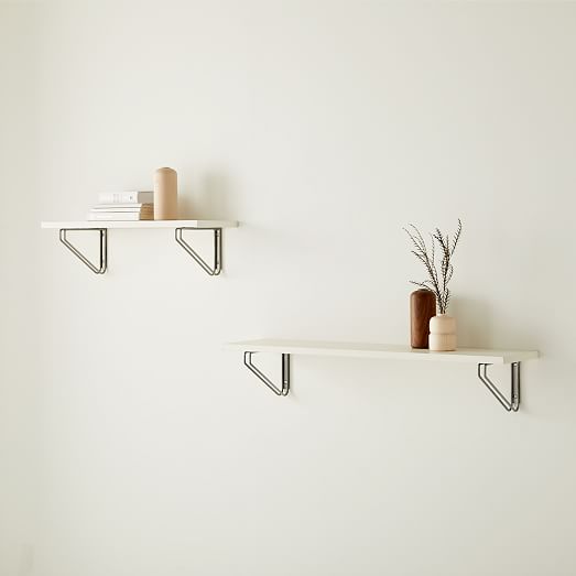 Linear White Lacquer Wall Shelves with Parallel Brackets | West Elm