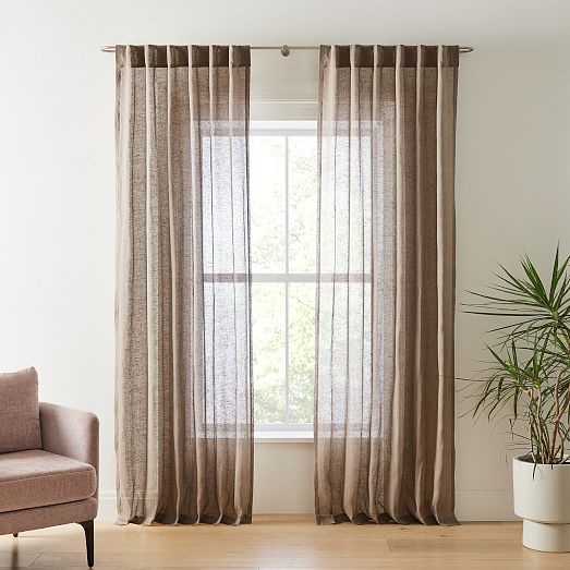 Sheer European Flax Linen Curtain - Mocha | West Elm