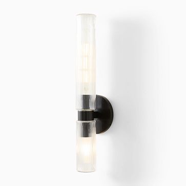Fluted Double Asymmetrical Indoor/Outdoor Sconce (3") | West Elm