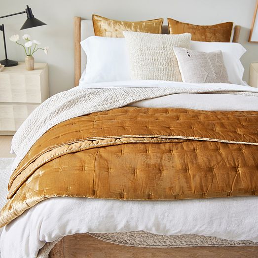 Lush Velvet Tack Stitch Quilt & Shams | West Elm