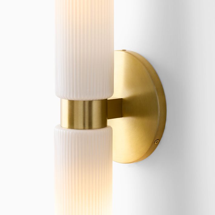 Fluted Double Asymmetrical Indoor/Outdoor Sconce (3") | West Elm