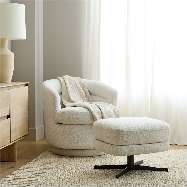 Viv High-Back Swivel Chair Ottoman | West Elm