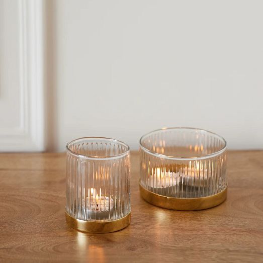 Fleck Fluted Glass Votive Set | West Elm