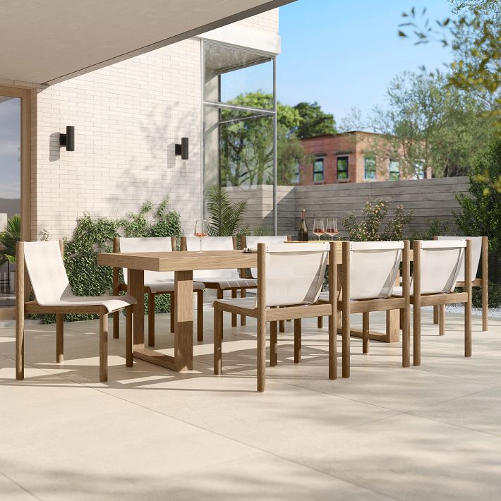 Portside Outdoor Expandable Dining Table (76.5"–106") & Cusco Dining ...