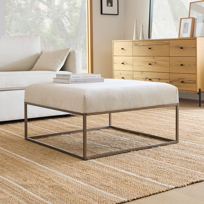 Box Frame Square Ottoman | West Elm