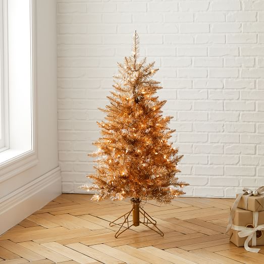 Pre-Lit Faux Rose Gold Tuscany Christmas Tree - 5' | West Elm