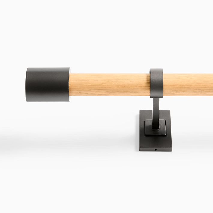 Mid-Century Curtain Rod - Natural Oak/Dark Bronze | West Elm