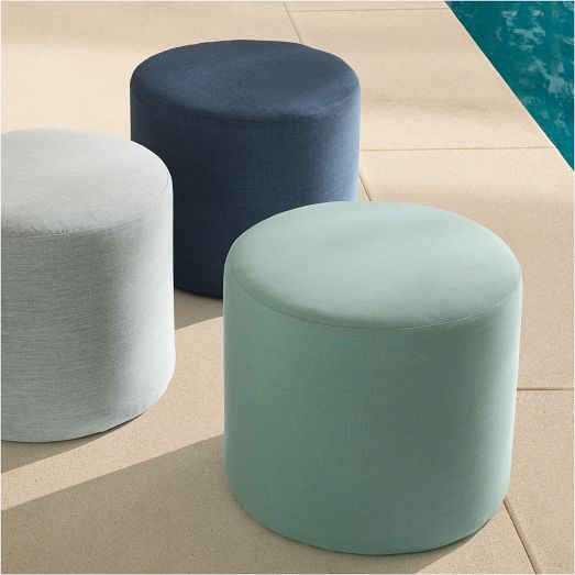 Sunbrella® Indoor/Outdoor Canvas Round Pouf | West Elm