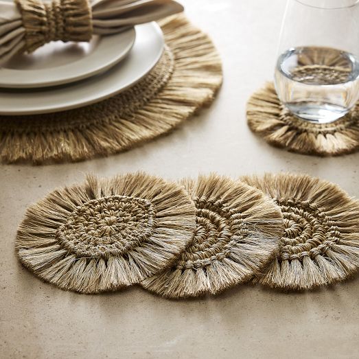TALLO de OLIVO Fique Fringe Coasters (Set of 4) | West Elm