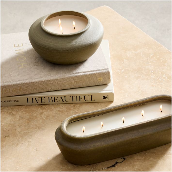 Charlie Ceramic Filled Candles - Smoked Woods | West Elm