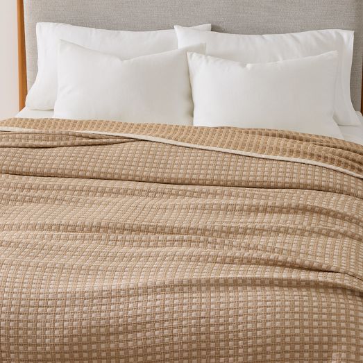 Reversible Grid Bed Blanket | West Elm