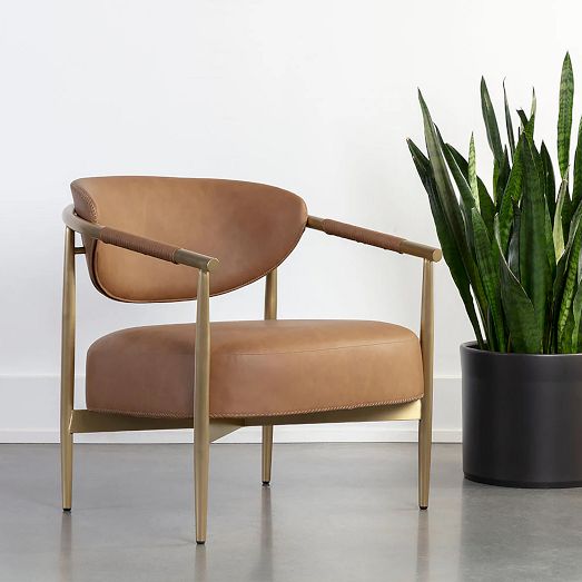 Ximena Vegan Leather Lounge Arm Chair | West Elm