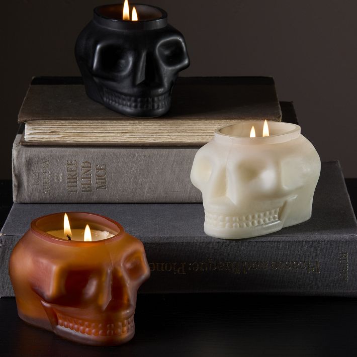 Spooky Skull Filled Glass Candles | West Elm