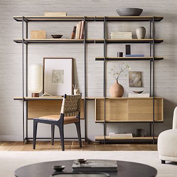 Pierce Wall Desk w/ Narrow Storage Shelf Unit (92"–134") | West Elm