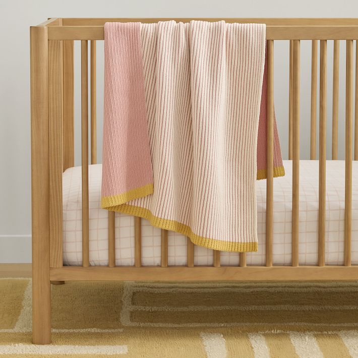 Contrast Ribbed Knit Baby Blanket | West Elm