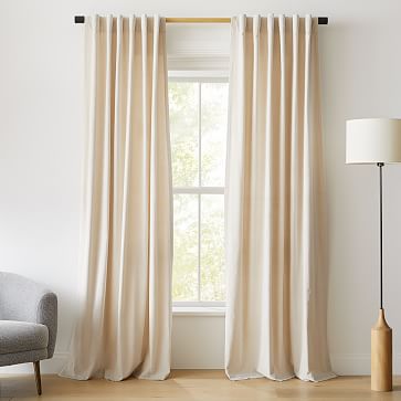 Open Box: Cotton Velvet Curtain - Sand | West Elm