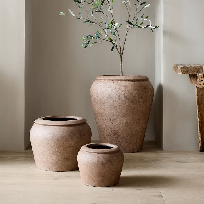 Colin King Washed Ficonstone Planters | West Elm
