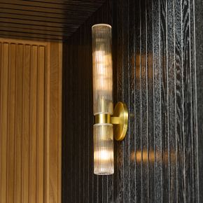 Fluted Double Asymmetrical Indoor/Outdoor Sconce (22.5") | West Elm