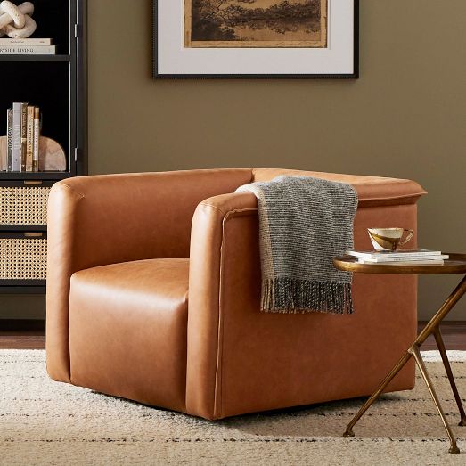 Shaw Leather Swivel Chair | West Elm