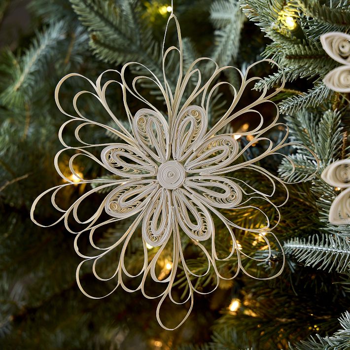 Paper Quilling Snowflake Ornaments (Set of 3) | West Elm