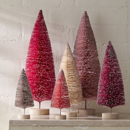 Bottlebrush Tabletop Trees (Set of 6) - Tonal Pink | West Elm