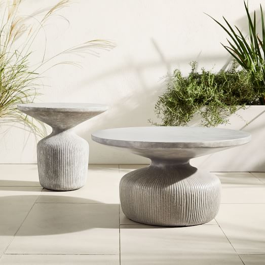 Tambor Concrete Outdoor Drum Coffee Table 30 44 Side Table 21 Set West Elm