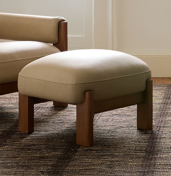 Nils Leather Chair Ottoman | West Elm