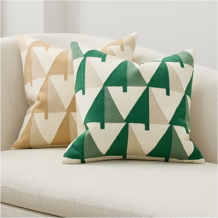 Crewel Colorblock Trees Pillow Cover | West Elm