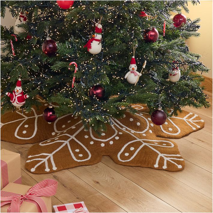 Felt Gingerbread Snowflake Tree Skirt | West Elm