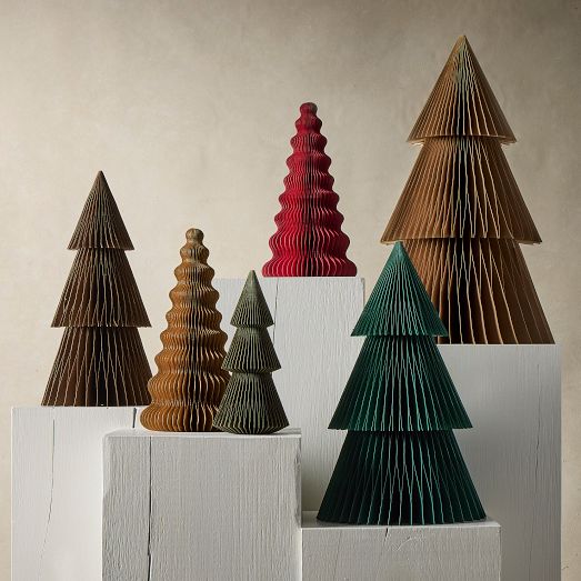 Jewel Tone Decorative Paper Tabletop Trees | West Elm