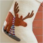 Felt Moose in Scarf Stocking | West Elm