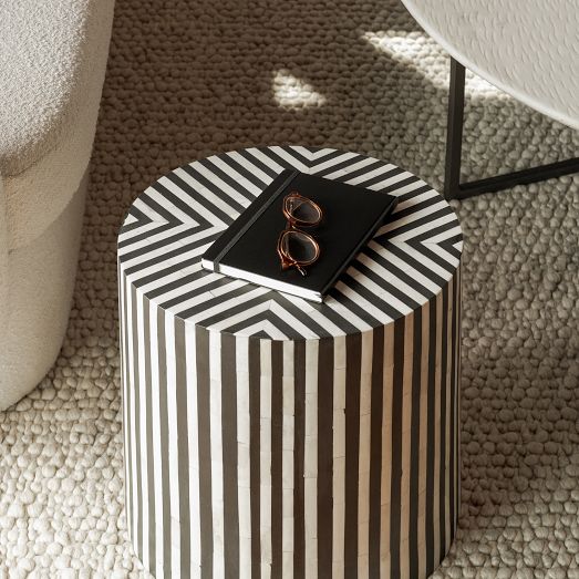 Striped Side Table | West Elm