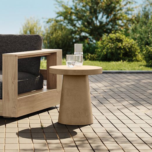 Textured Concrete Outdoor Side Table (18") | West Elm